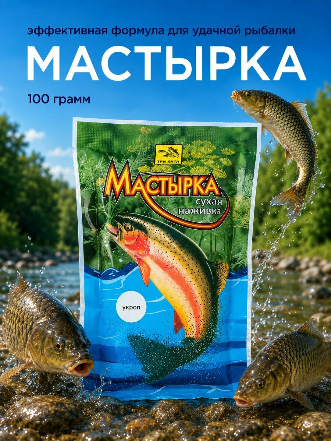 Мастырка для рыбалки Укроп, 100 г - сухая наживка и тесто для карпа, карася, леща, плотвы, фидера