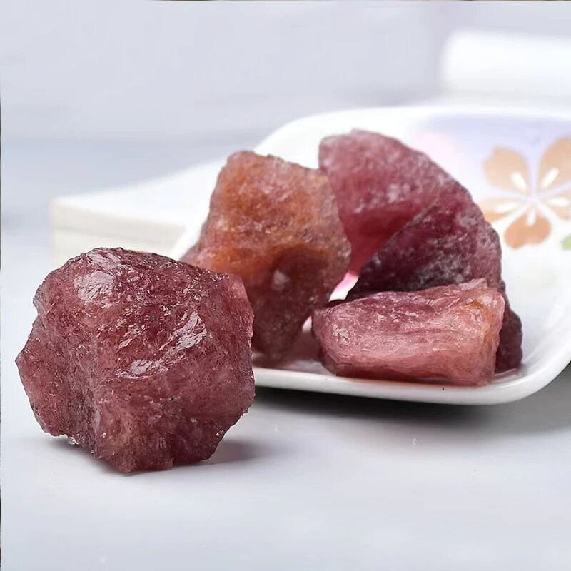 Натуральный кристалл стройберри кварца сырой камень 100г (2-4см) для домашнего декора, натуральный геологический образец