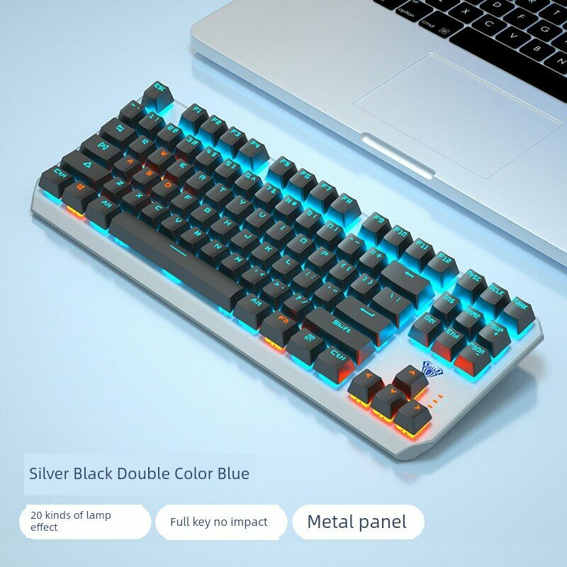 WolfSpider F3087 Проводная игровая механическая клавиатура с черными переключателями, серебристо-черным цветовым