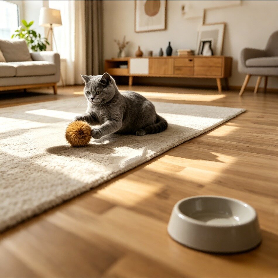 Мягкий моющийся шарик с кроличьим хвостиком для кошек и котят