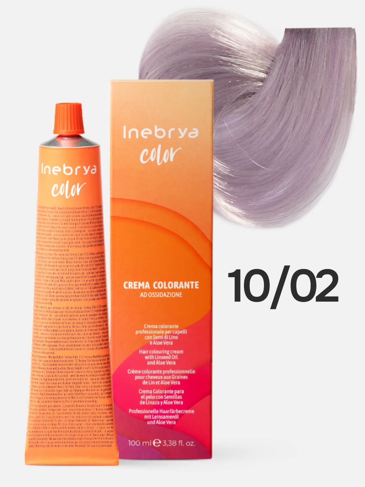 Крем - краска для волос профессиональная Inebrya Color Professional 10/02 Светлый блонд Натуральный фиолетовый, 100 мл