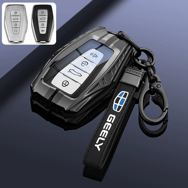 Чехол для ключей Geely Xingyue L 2026 - пистолетный серый с черной печатной веревкой для автомобиля