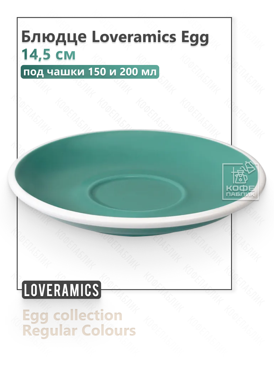 Блюдце под чашки 150 и 200 мл Loveramics Egg, 14,5 см, фарфор, бирюзовое (Teal), C088-32BTE
