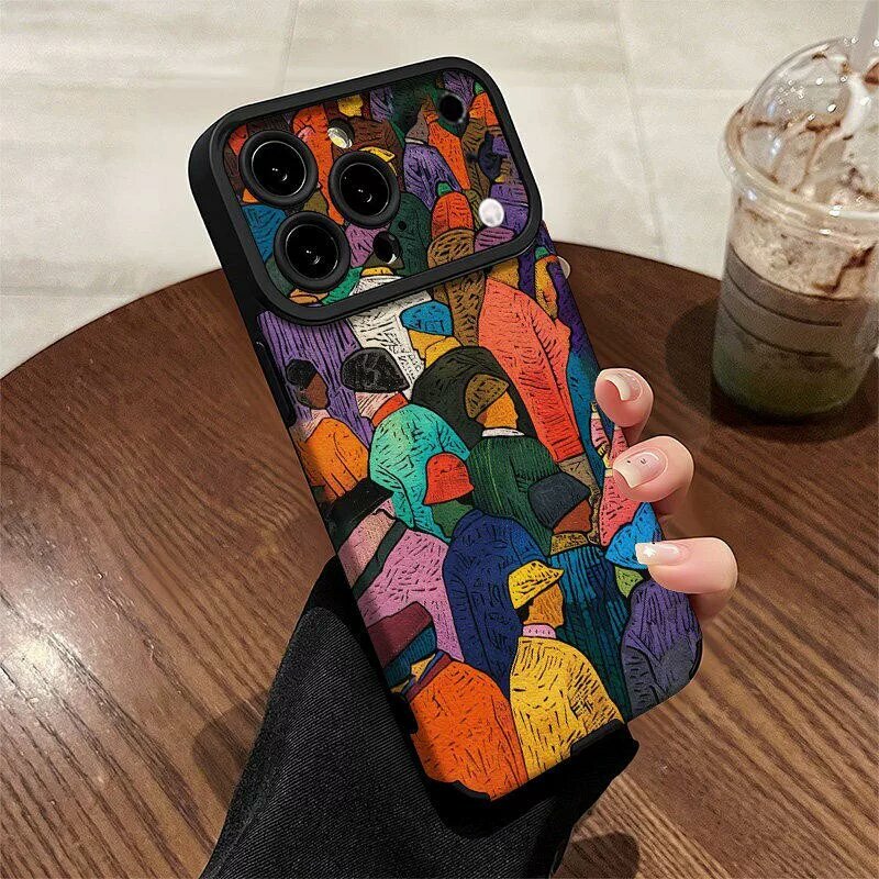 Чехол для iPhone 11 Pro с черным окном и художественным рисунком, премиум кожа, цветной персонаж