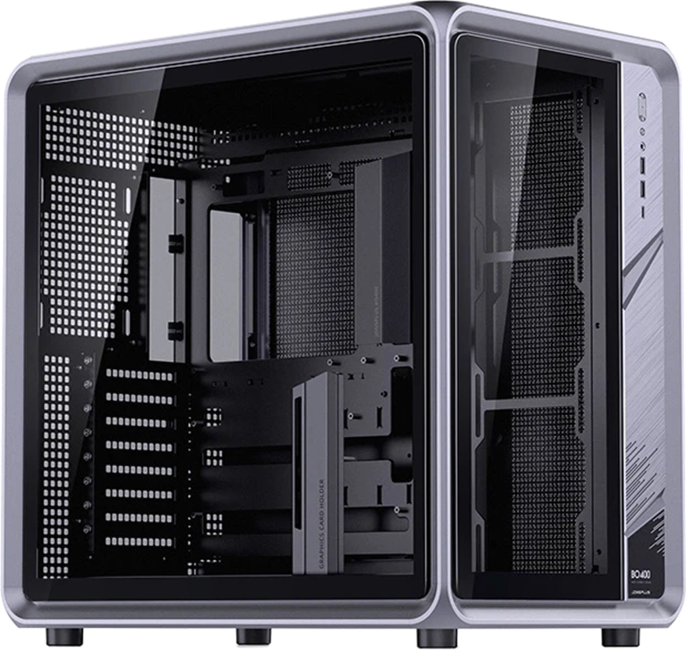 JONSBO Jonsplus BO400 без БП, боковая панель из закаленного стекла (панорама), mini-ITX, micro-ATX, ATX, серый