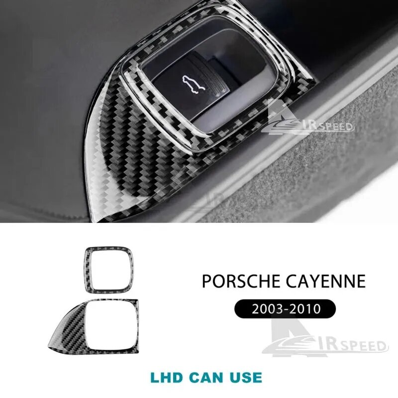 Настоящее мягкое углеродное волокно для Porsche Cayenne 2003-2010 годов выпуска, наклейка на кнопку багажника, аксессуары интерьера автомобиля.