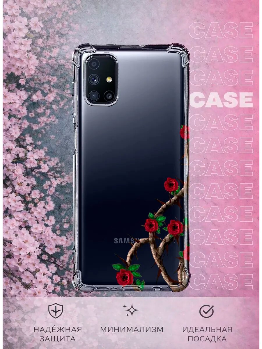 Чехол на Samsung M51 с принтом Розы с шипами