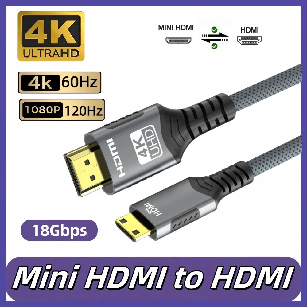 Mini HDMI to HDMI кабель 3 м, 4K