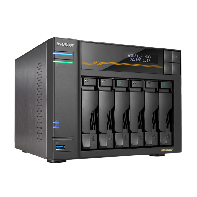 Платформа СХД ASUSTOR AS6806T 6 Bay (Max.18) 4xM.2 2x5GLAN 2x10GLAN 16GB (Max.64GB) DDR5 2xUSB-C 3xUSB — фото 1