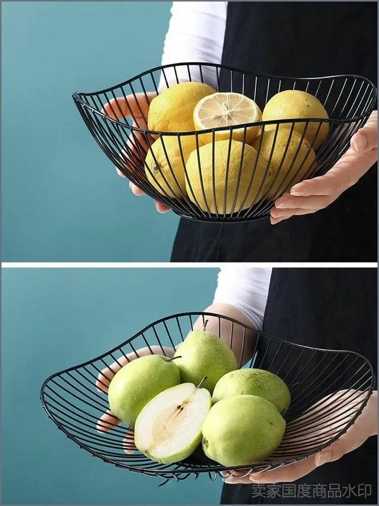 Фруктовница металлическая черная прямоугольная для фруктов, 27x13x12 см, универсальный подарок — фото 1