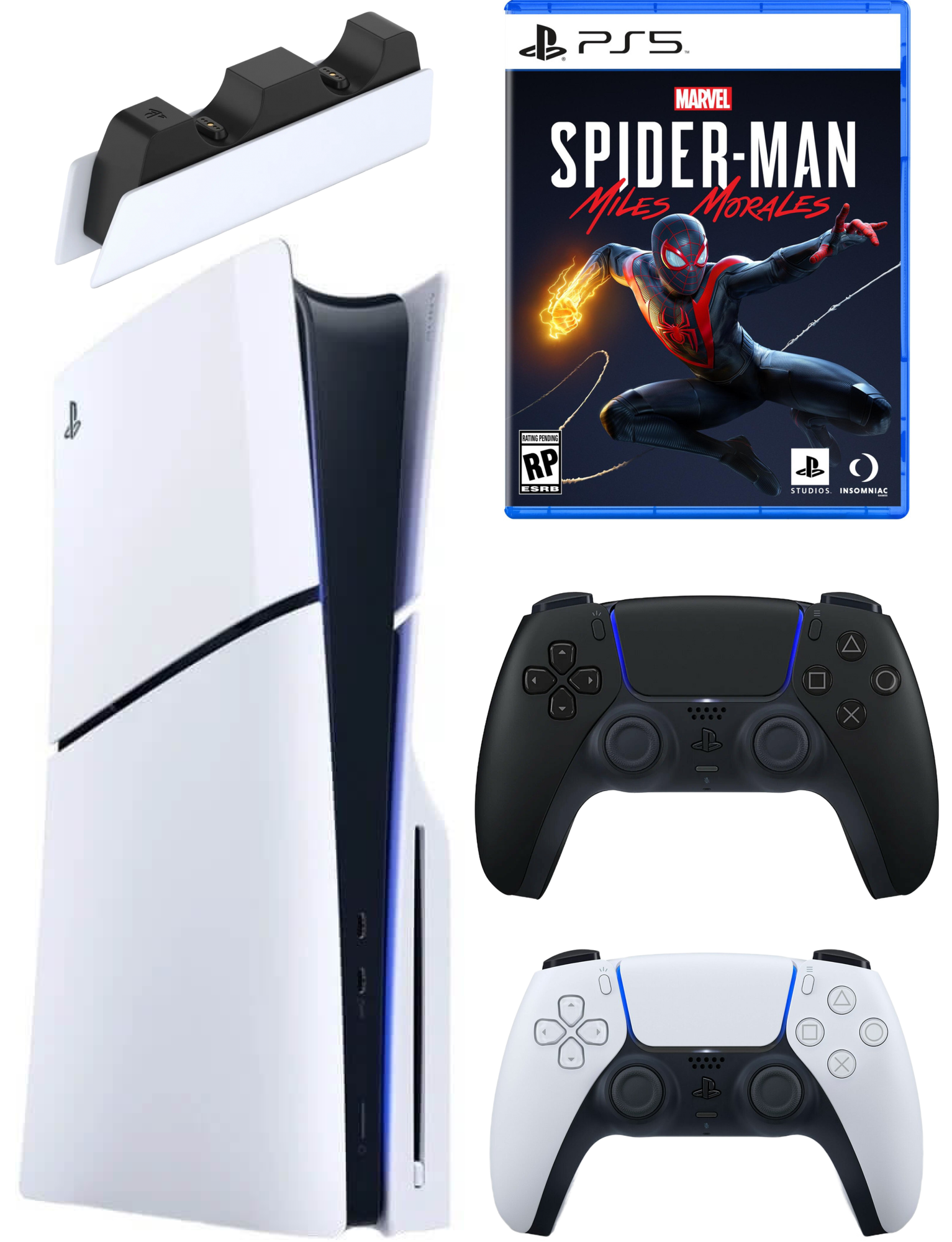 Игровая приставка Sony PS 5 Slim,1ТБ(с дисководом) +2-ой геймпад+Зарядная станция+Spider-Man: Miles Morales