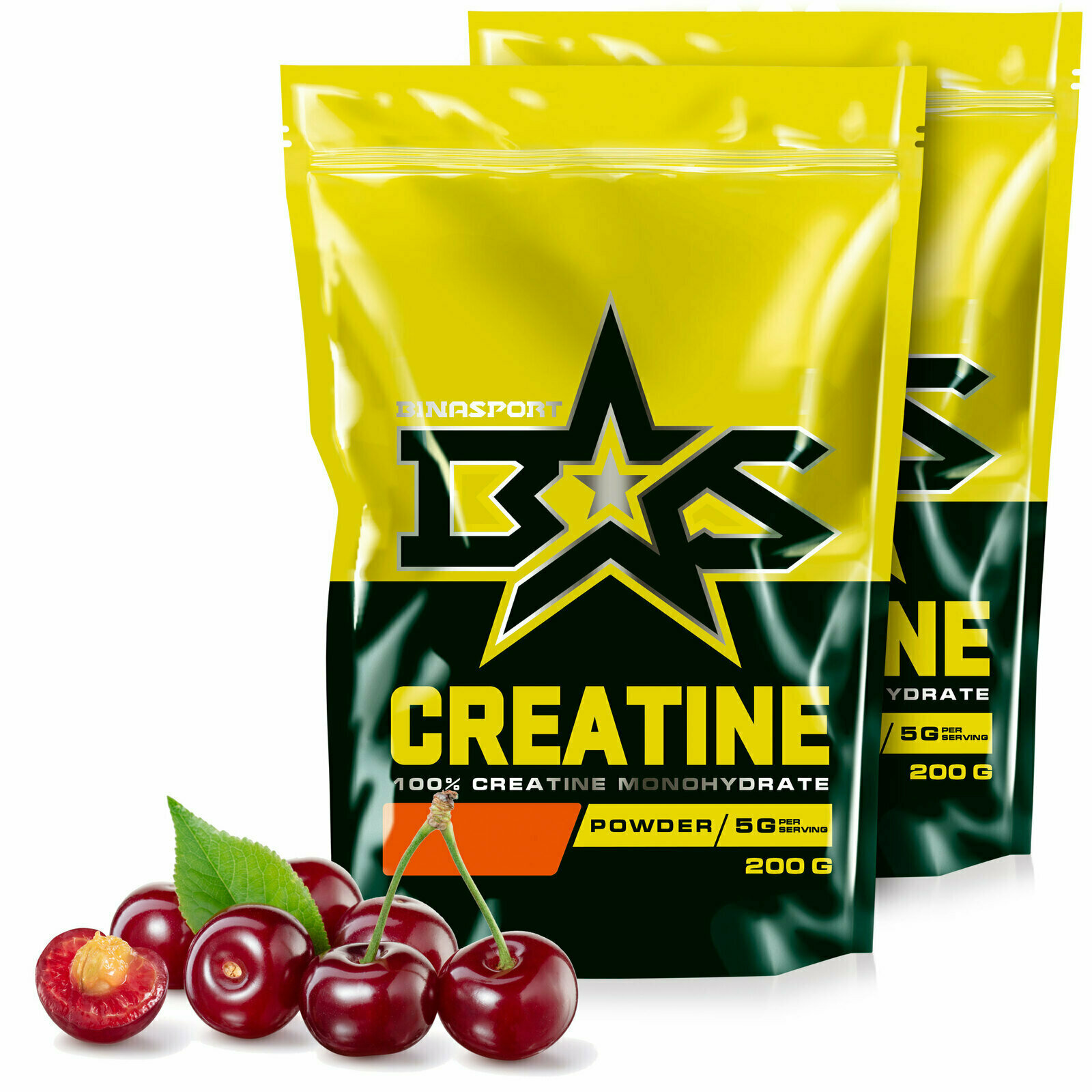 ( 2 УП!) Креатин моногидрат порошок Binasport "Creatine" 400 г со вкусом вишни
