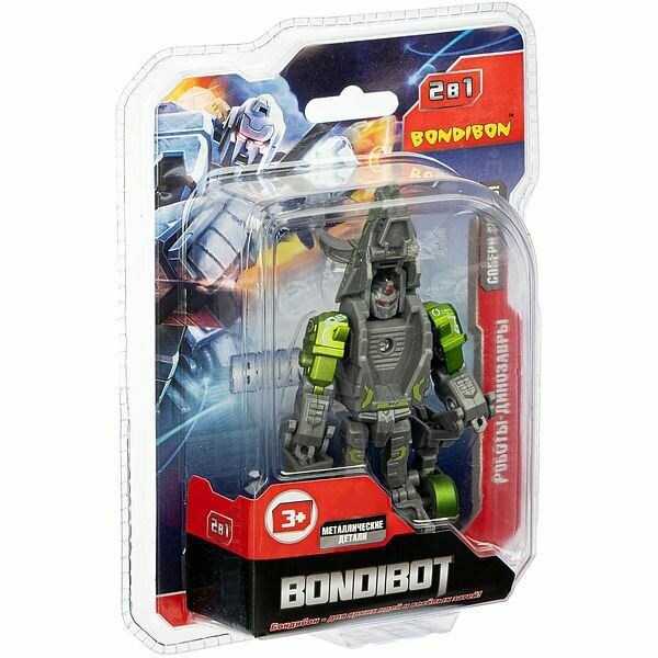 Трансформер BONDIBON 2в1 BONDIBOT BONDIBON робот-трицератопс, метал. детали, арт. E2006 (ВВ4999)