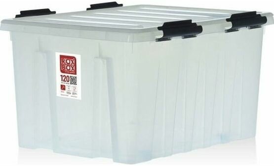 Контейнер для хранения вещей Rox Box, 120 л, с крышкой, на роликах, прозрачный, пластиковый (M-120-00.07)