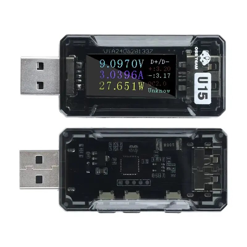 USB-тестер TYPE-C PD QC2.0/3.0 Black U15