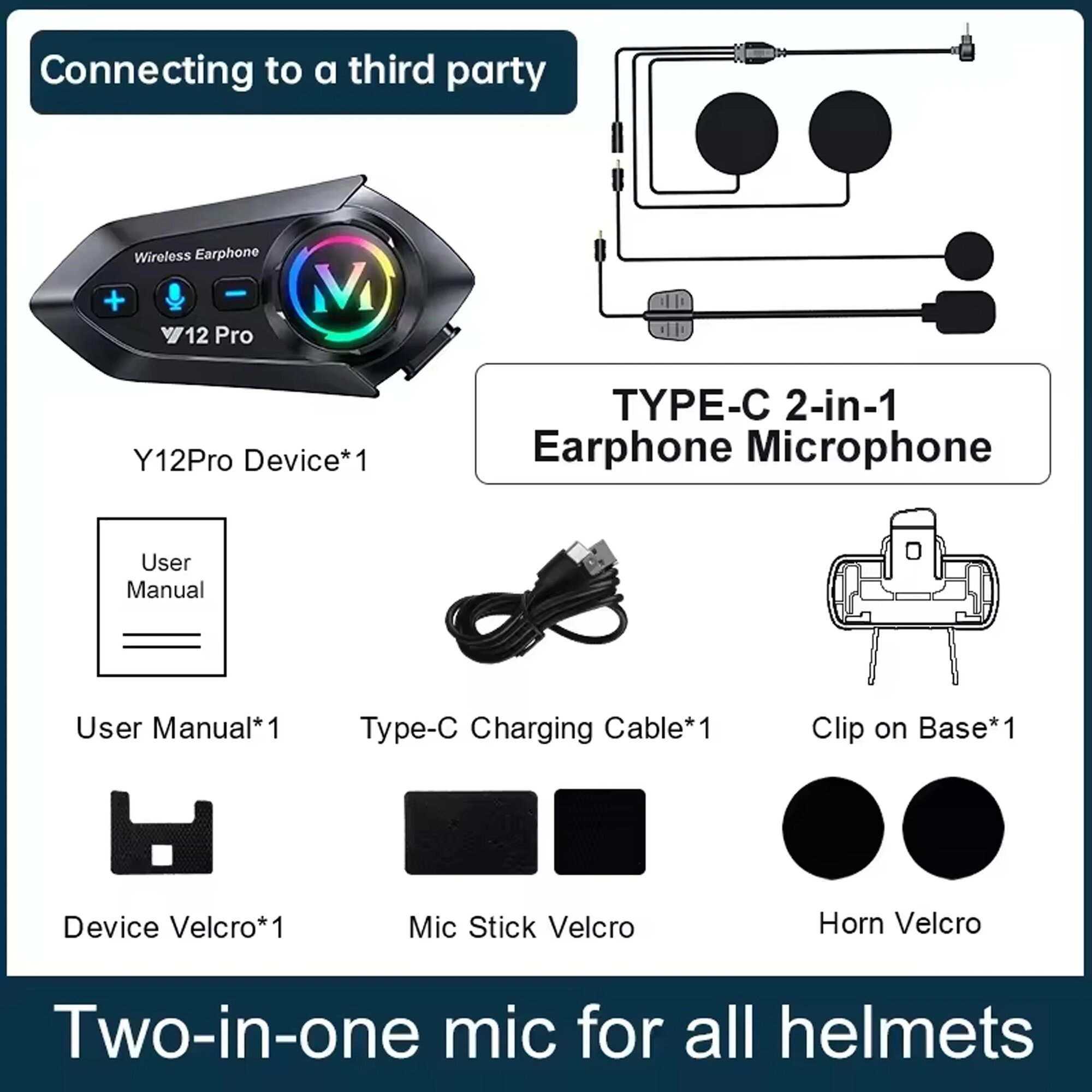 Беспроводная гарнитура мото Y12 Pro 2-in-1 Mic