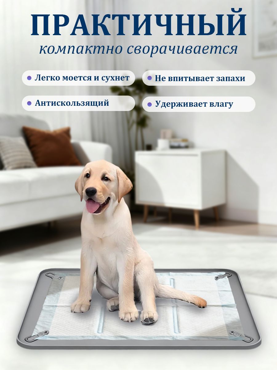 Лоток для собак мелких пород и средних под пеленку силиконовый 62х42 см
