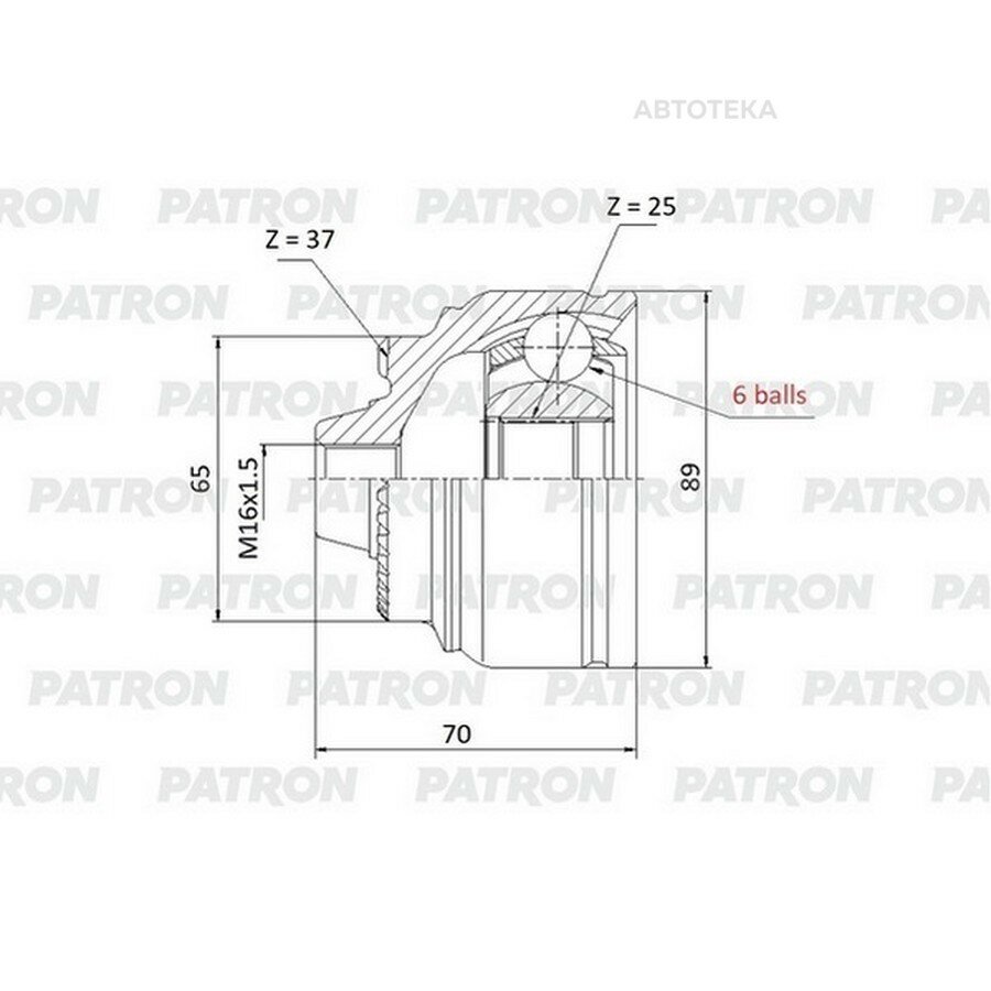 ШРУС BMW 5 (F10)/6 (F12) 09- наружн. PATRON PCV2150