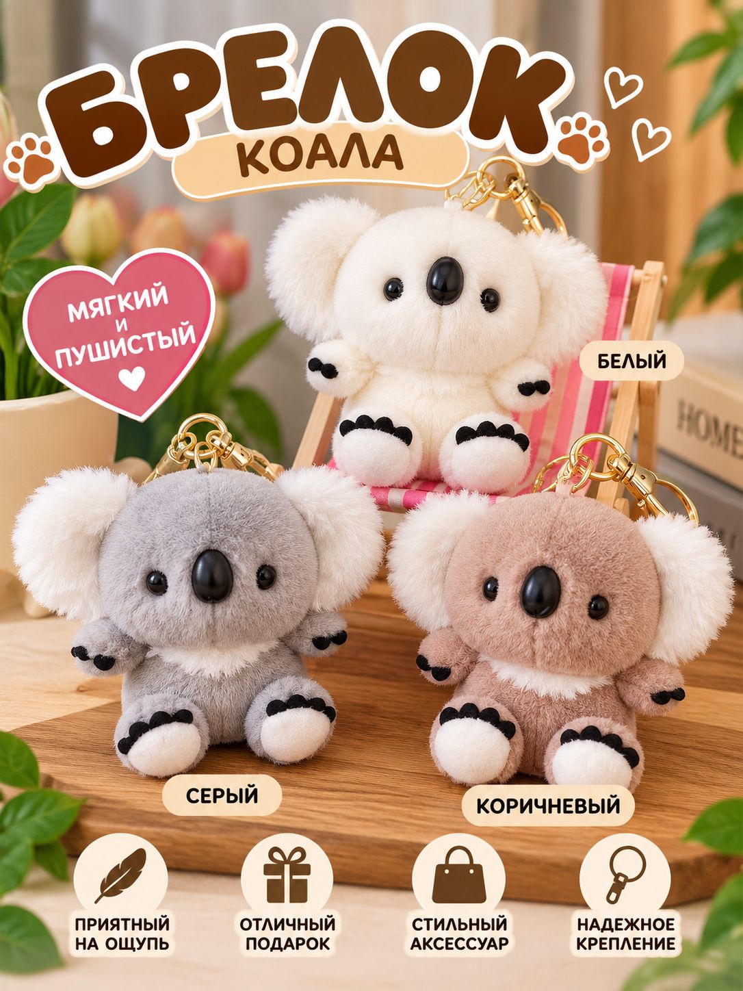 Брелок игрушка мягкая Коала мягкая плюшевая