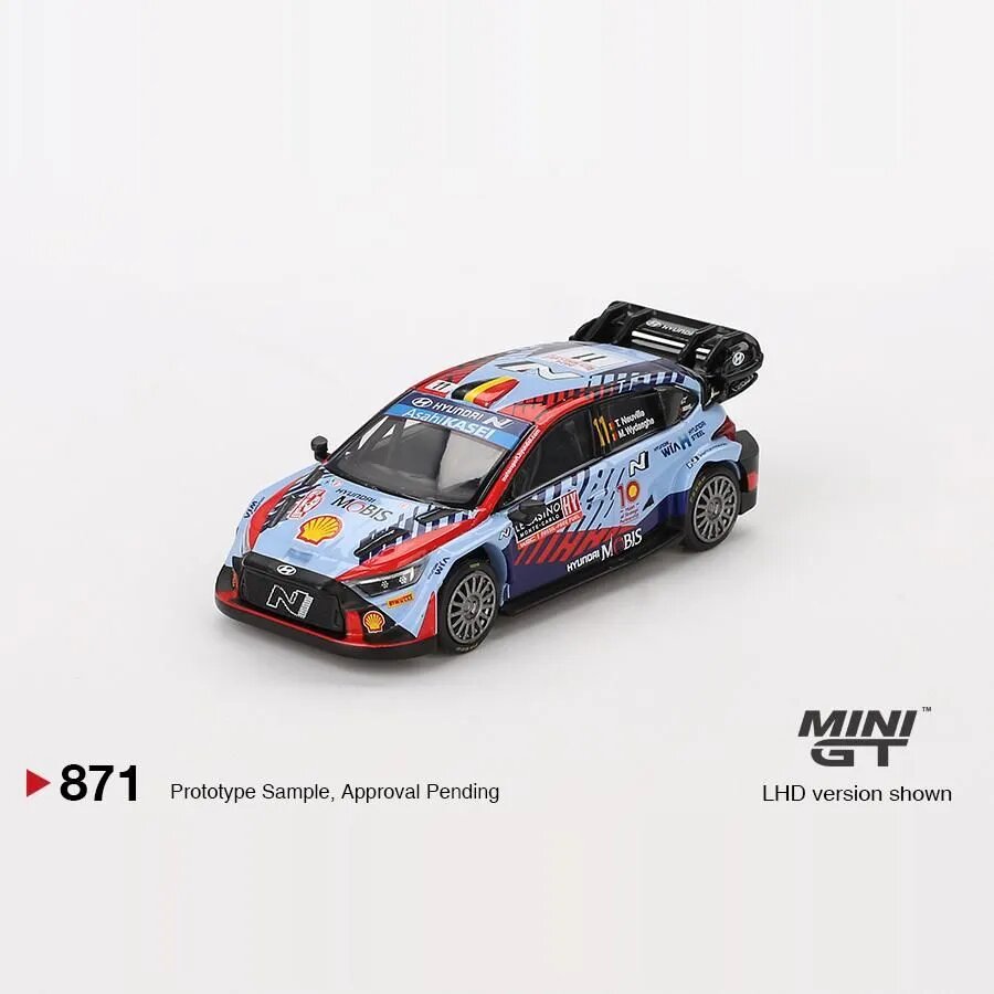 Машинка MINIGT MODEL 1:64 #871 Hyundai i20 N Rally1 Hybrid #11 2024 Die-cast Alloy Model Collection Toy Children Gifts