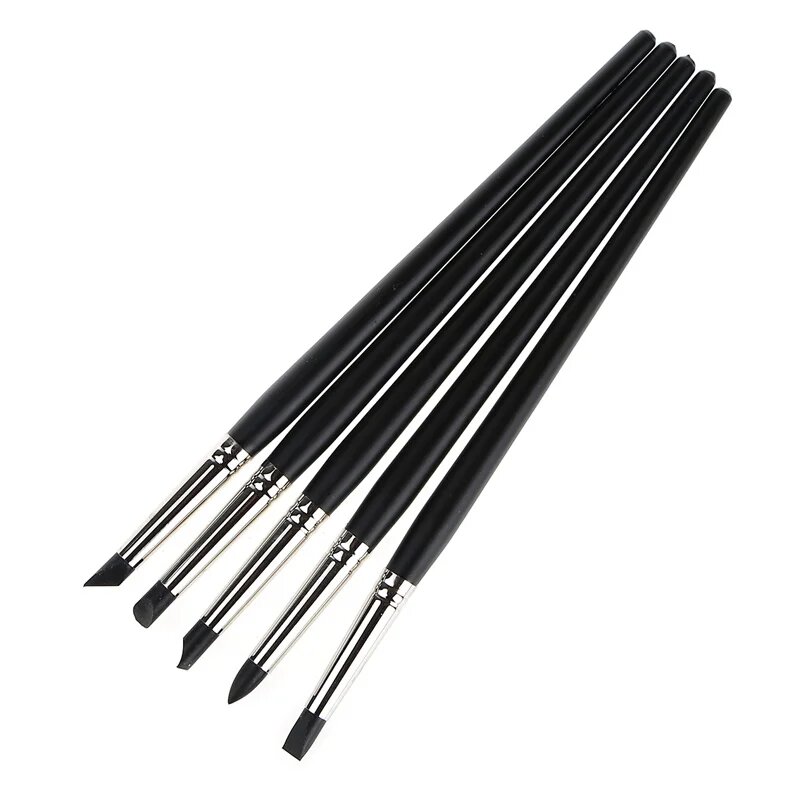 Кисти для рисования деревянные 5 шт. black