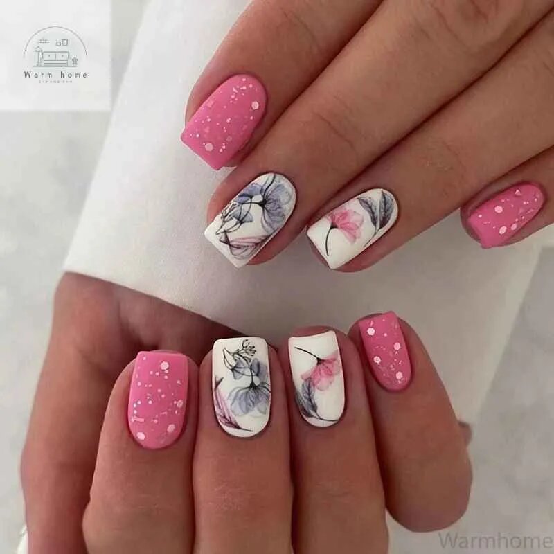 Накладные ногти с дизайном ( 24 типсы + клей )(шоколадный)