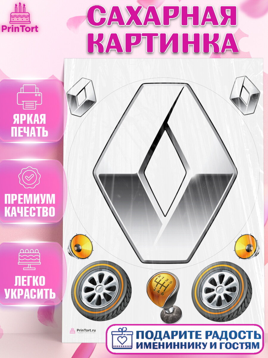 Сахарная картинка для торта Авто. Украшения для торта мужчине на День Рождения. Декор для выпечки PrinTort