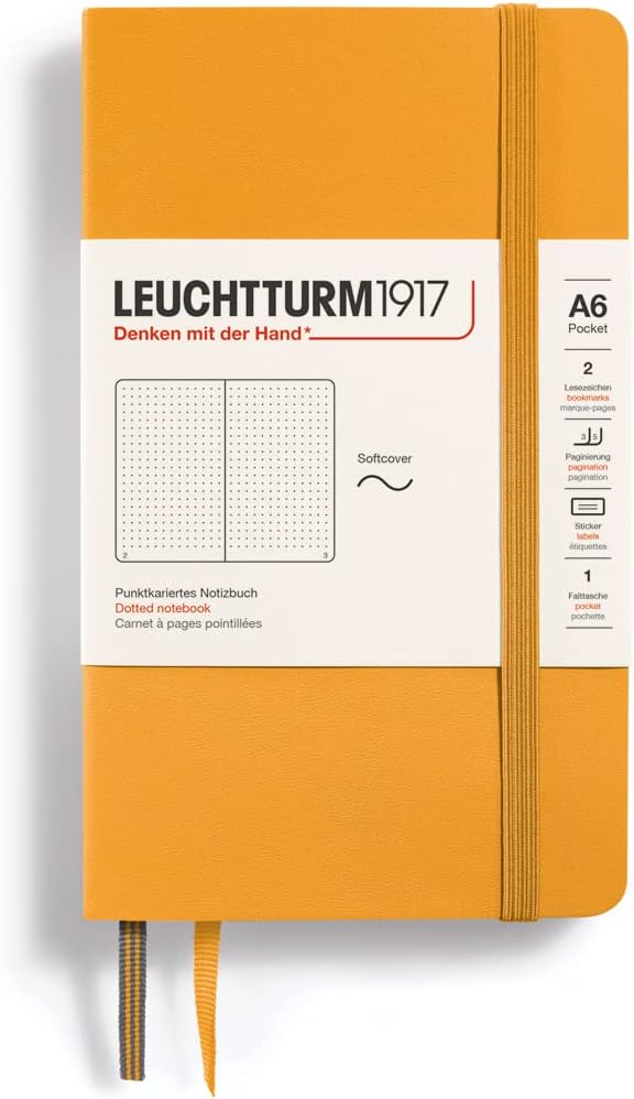 Блокнот Leuchtturm1917 формат А6, в горошек, 123 страниц, мягкая обложка, цвет RISING SUN