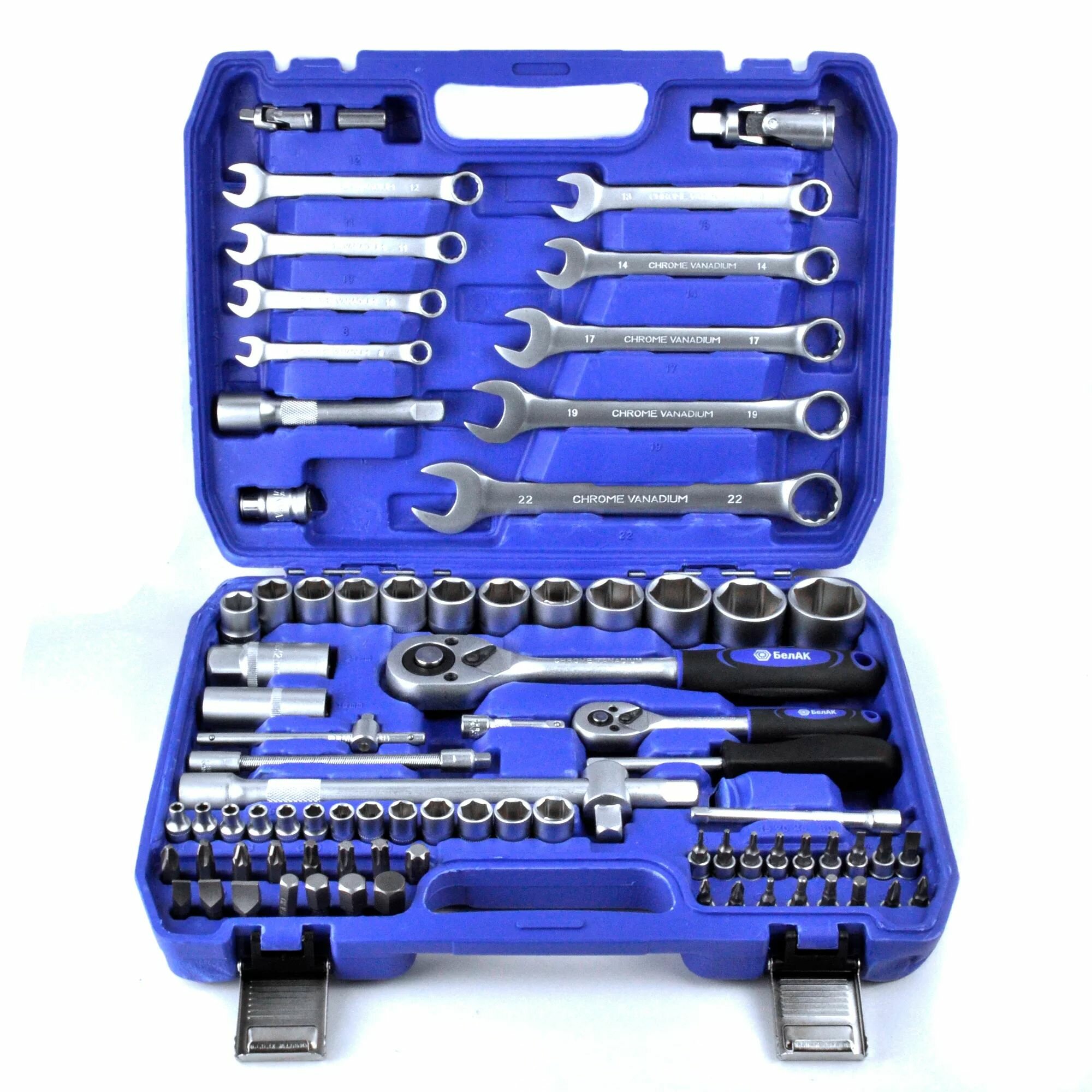Набор инструментов 82 предмета 1/2", 1/4" / БелАК / БАК.07003