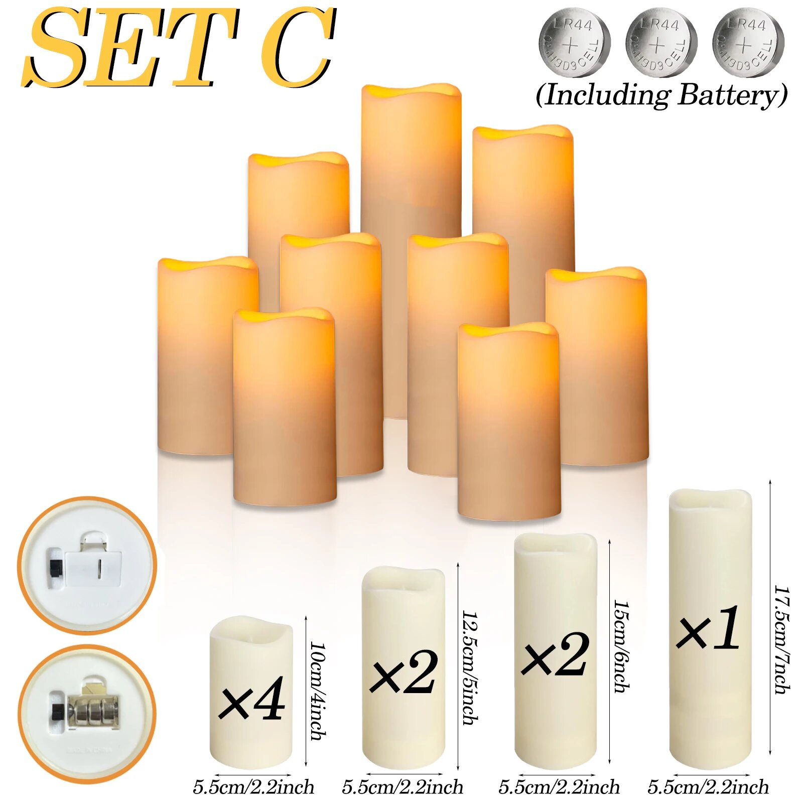 Беспламенные LED свечи для декора 120PCS, SET C