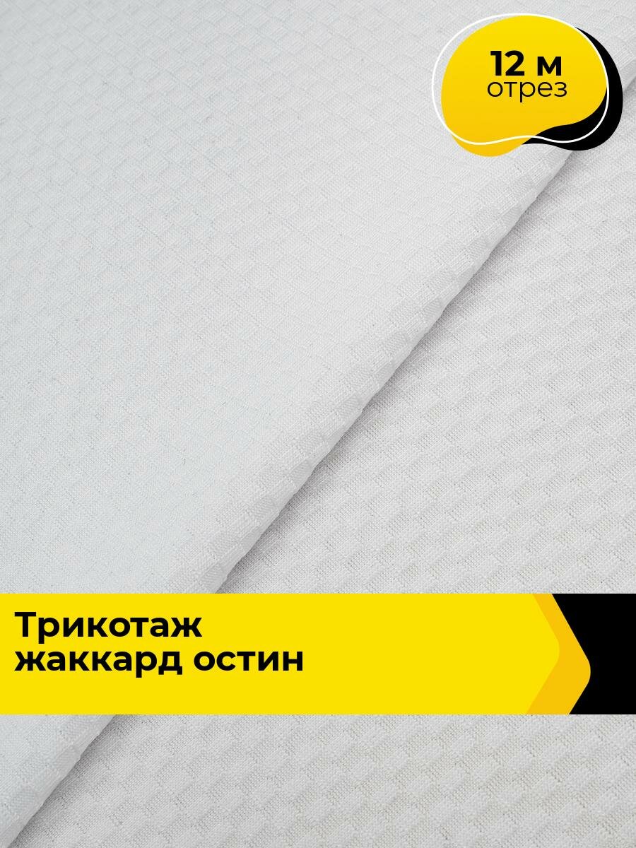 Ткань Трикотаж жаккард для шитья одежды и рукоделия, отрез 12 м*172 см, цвет белый
