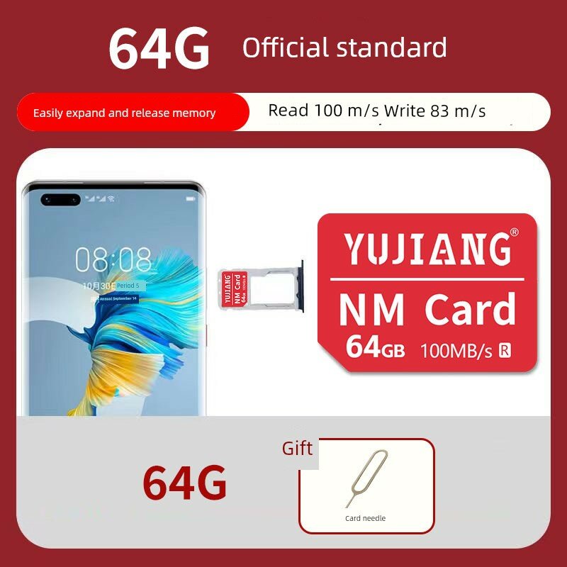 64GB NM память для смартфонов Huawei Mate 60 Pro/P60/P50 с инструментом для извлечения карты - совместимая расширяемая