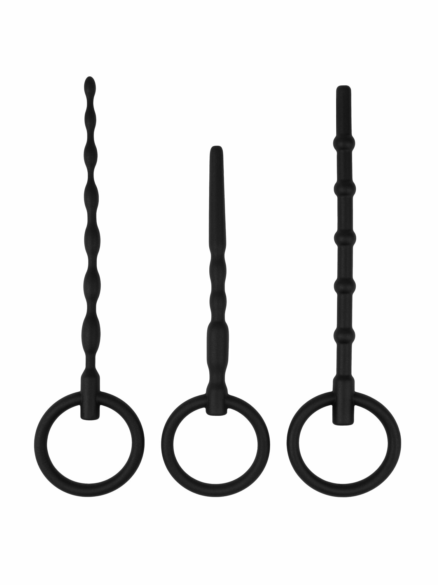 Набор уретральных массажеров Vanilla Twist, силикон, 3шт, разный рельеф, черный