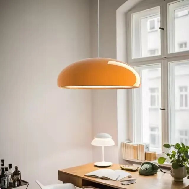 Ronaldo lighting Люстра E27 Оранжевый полукруглый потолочный светильник из алюминия для спальни и гостиной 45x16 см — фото 1