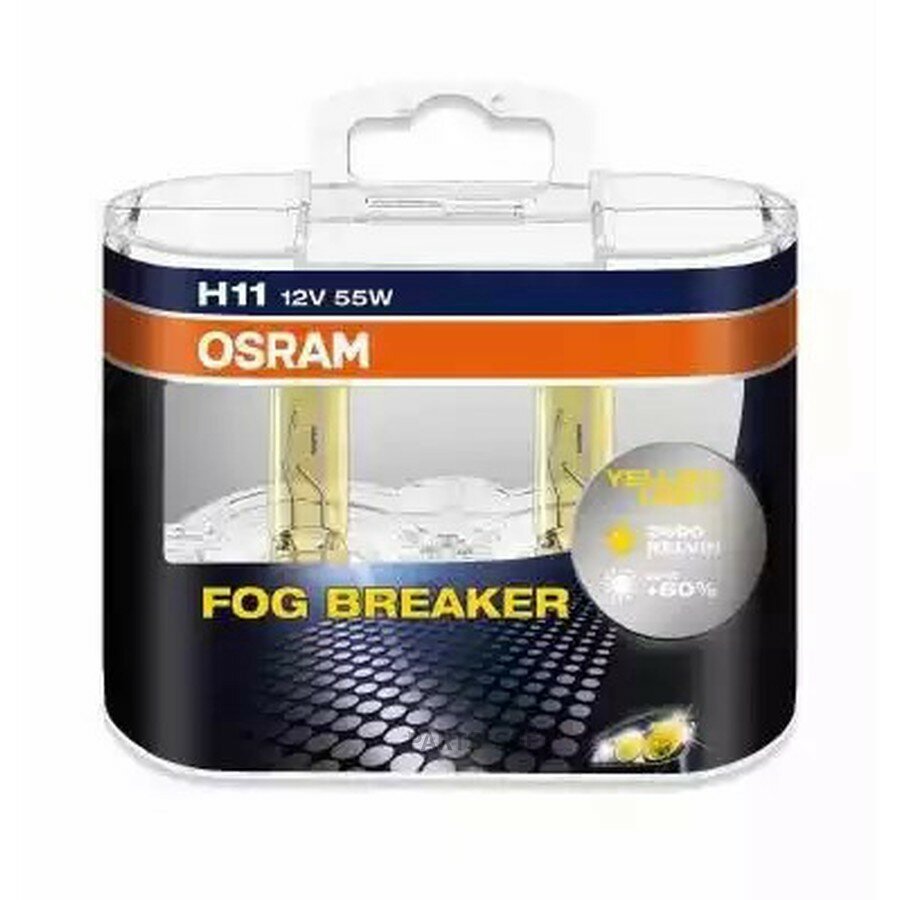 64211FBR-HCB_к-кт ламп FOG BREAKER! 2шт. (H11) 12V 55W PGJ19-2 +60% св от официального дистрибьютора, OSRAM, артикул 64211FBRHCB