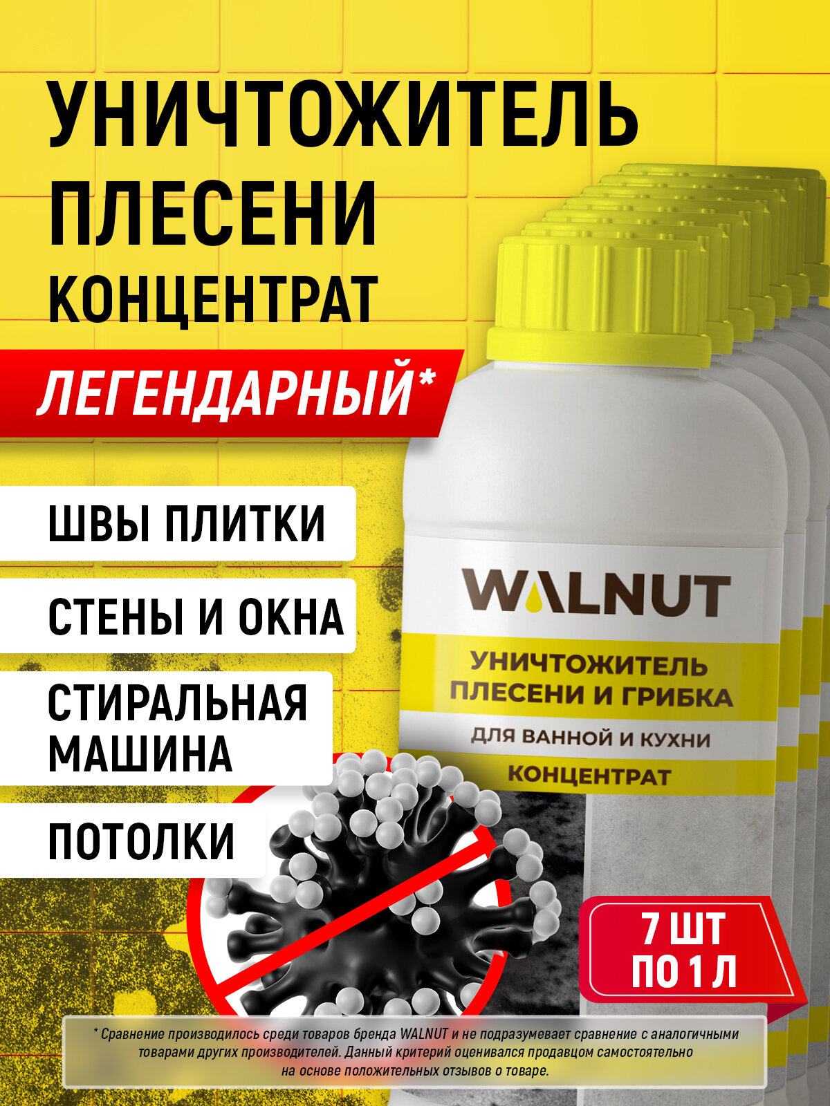 Уничтожитель плесени и грибка WALNUT, для ванной и кухни, концентрат, 7 шт