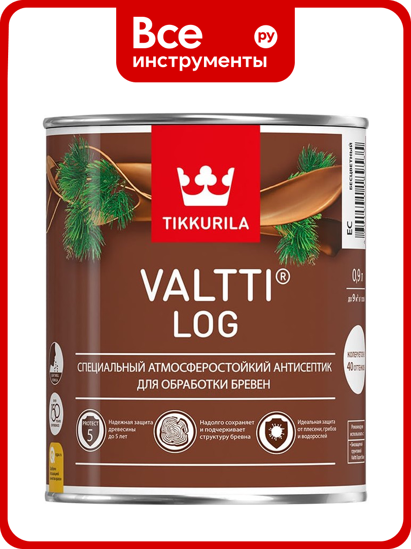 Антисептик Tikkurila VALTTI LOG тик, 0.9 л 700010351