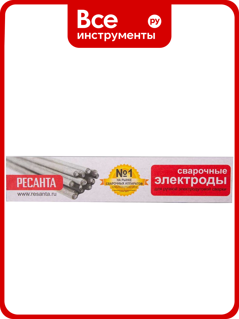 Электрод МР-3 Ресанта чёрный, тип Э46, рутиловое покрытие, предназначен для сварки углеродистых сталей
