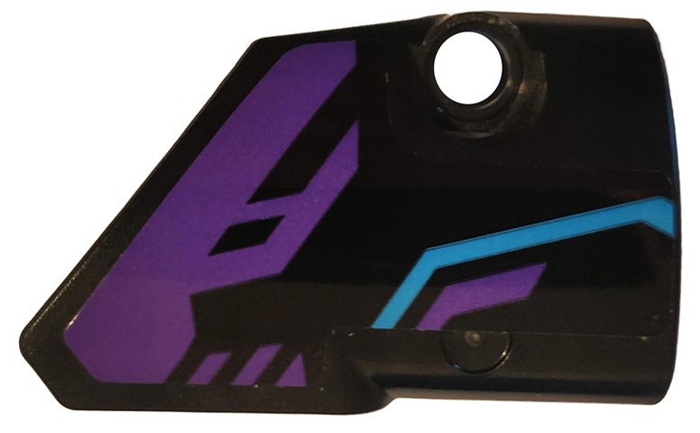Technic, Panel Fairing # 2 Small Smooth Short, Side B with Dark Purple and Medium Azure Pattern (Sticker) - Set 70642, 87086pb048 Black U