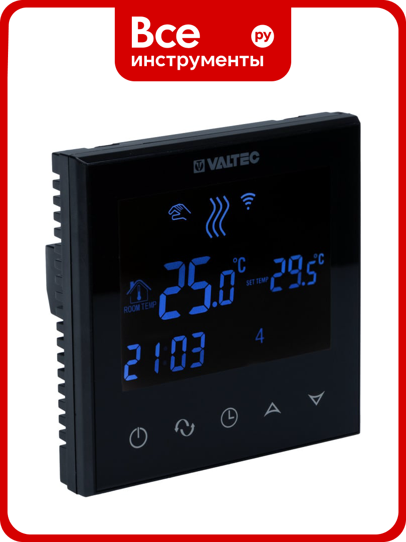 Комнатный WIFI-хронотермостат Valtec (черный) VT. AC712. B.0