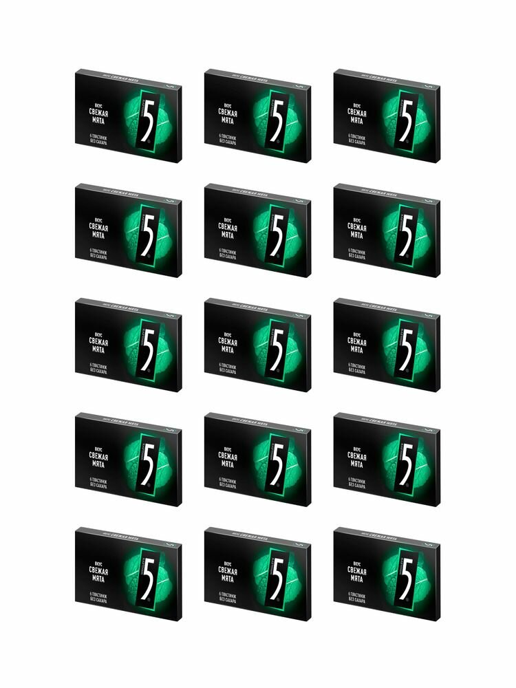 FIVE Жевательная резинка Свежая мята без сахара, 15.6 г, 15 шт