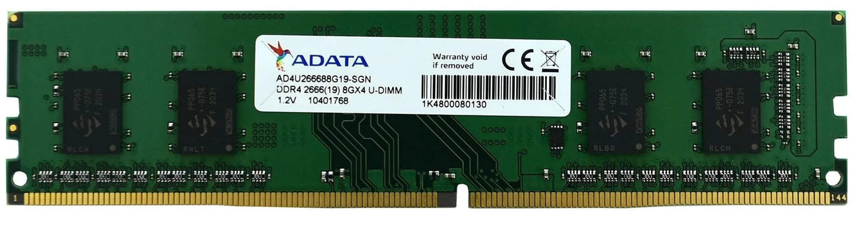 Оперативная память ADATA 8 ГБ DDR4 2666 МГц DIMM CL19 AD4U26668G19-SGN