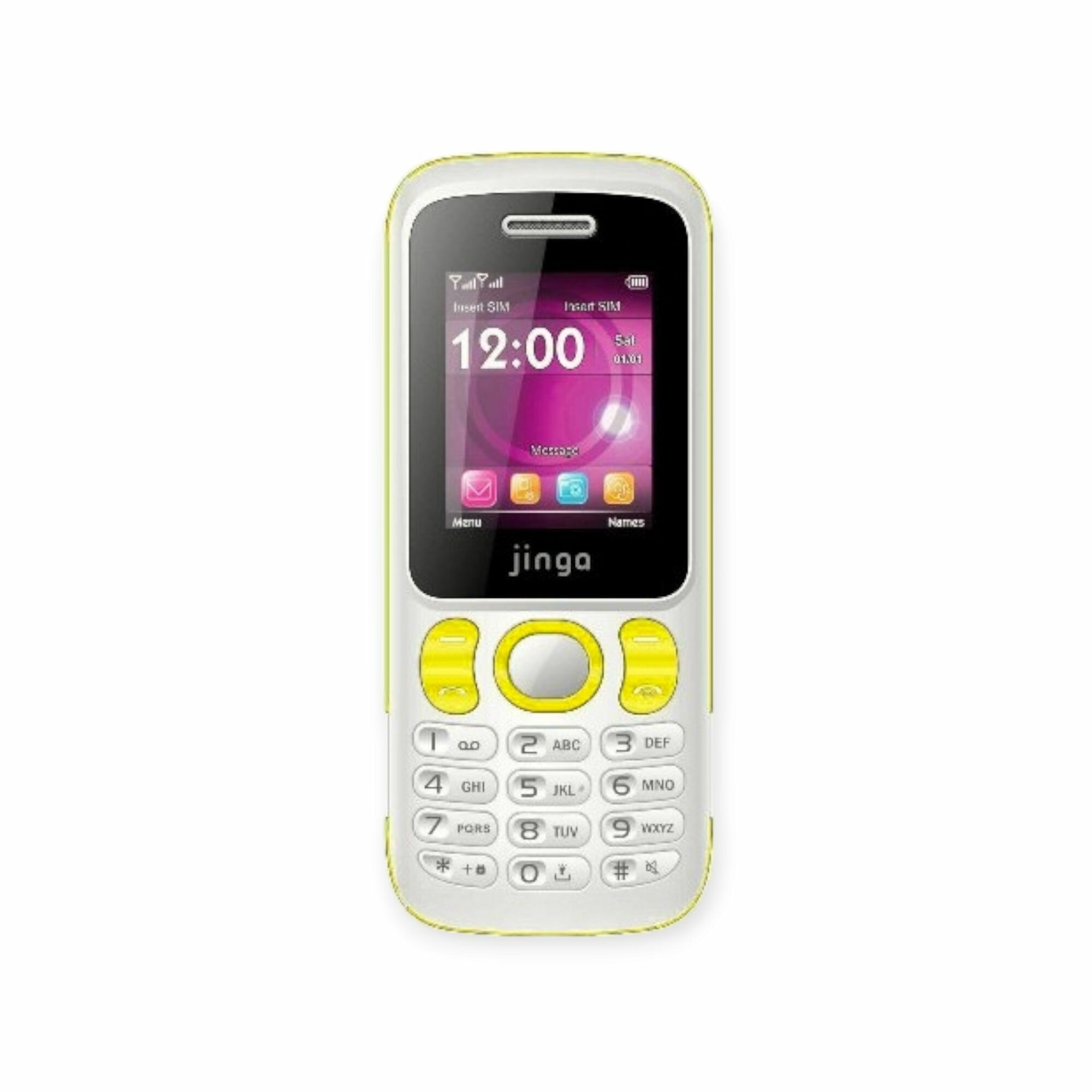 Телефон Jinga Simple F115, бело-желтый, 2 SIM