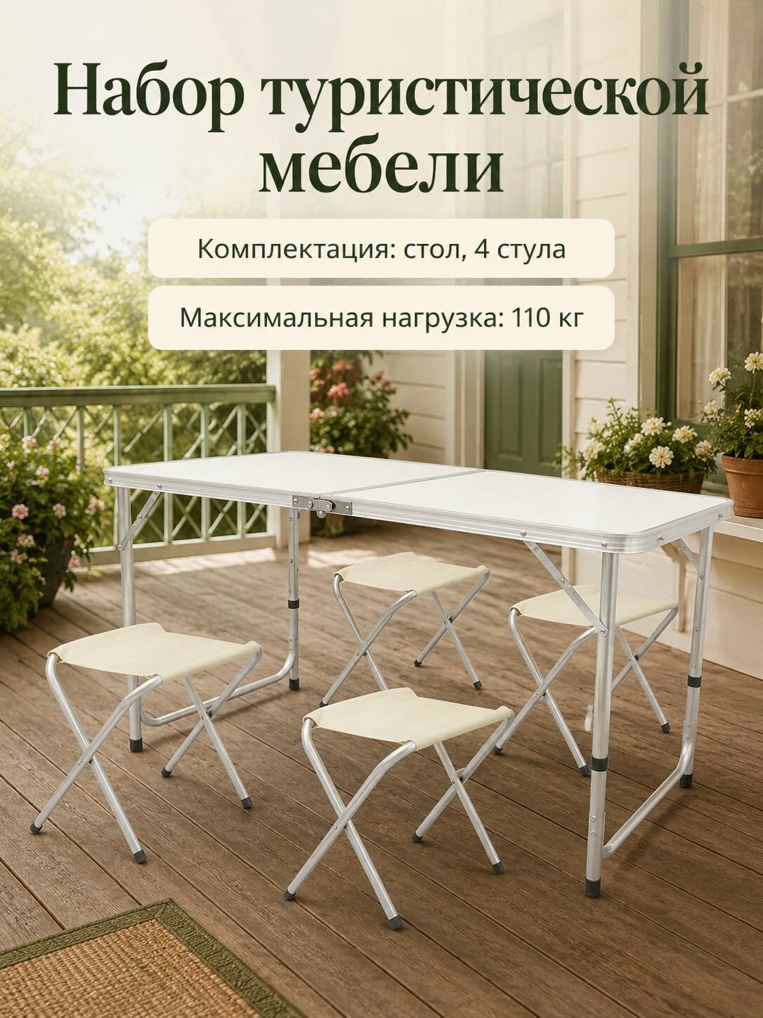 Комплект туристической мебели алюминий МДФ 5 предметов