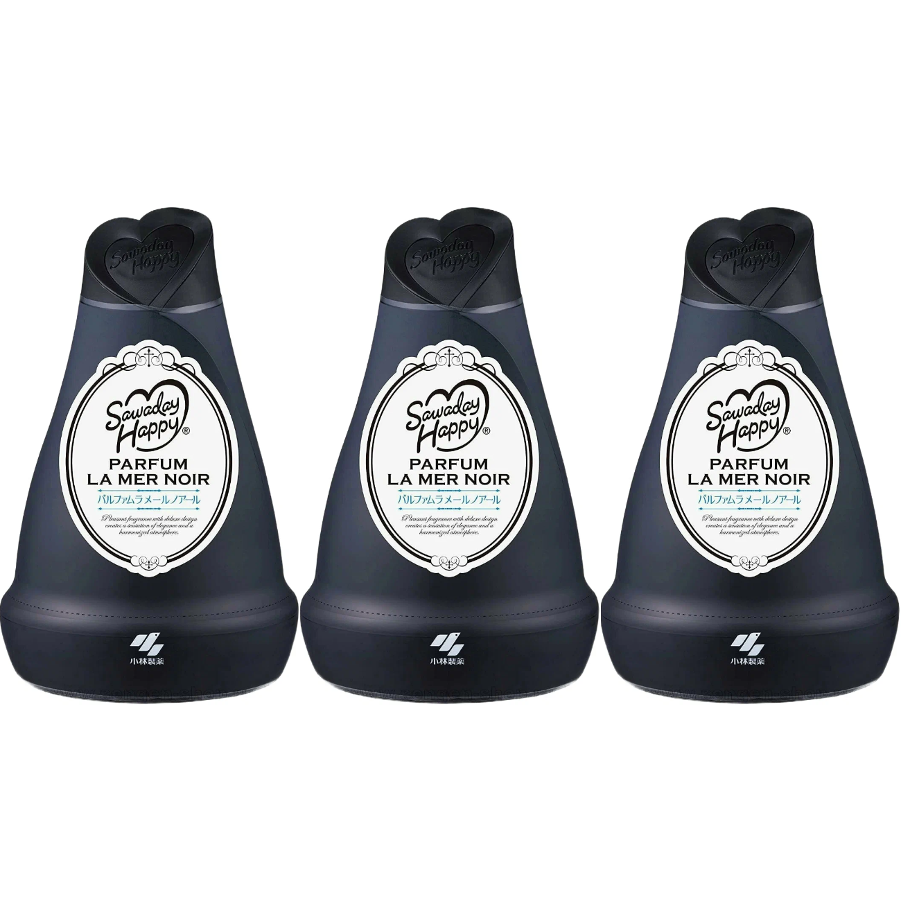 Освежитель воздуха Kobayashi для комнаты Sawaday Happy, Parfum La Mer Noir, гелевый, 120 г, 3 штуки