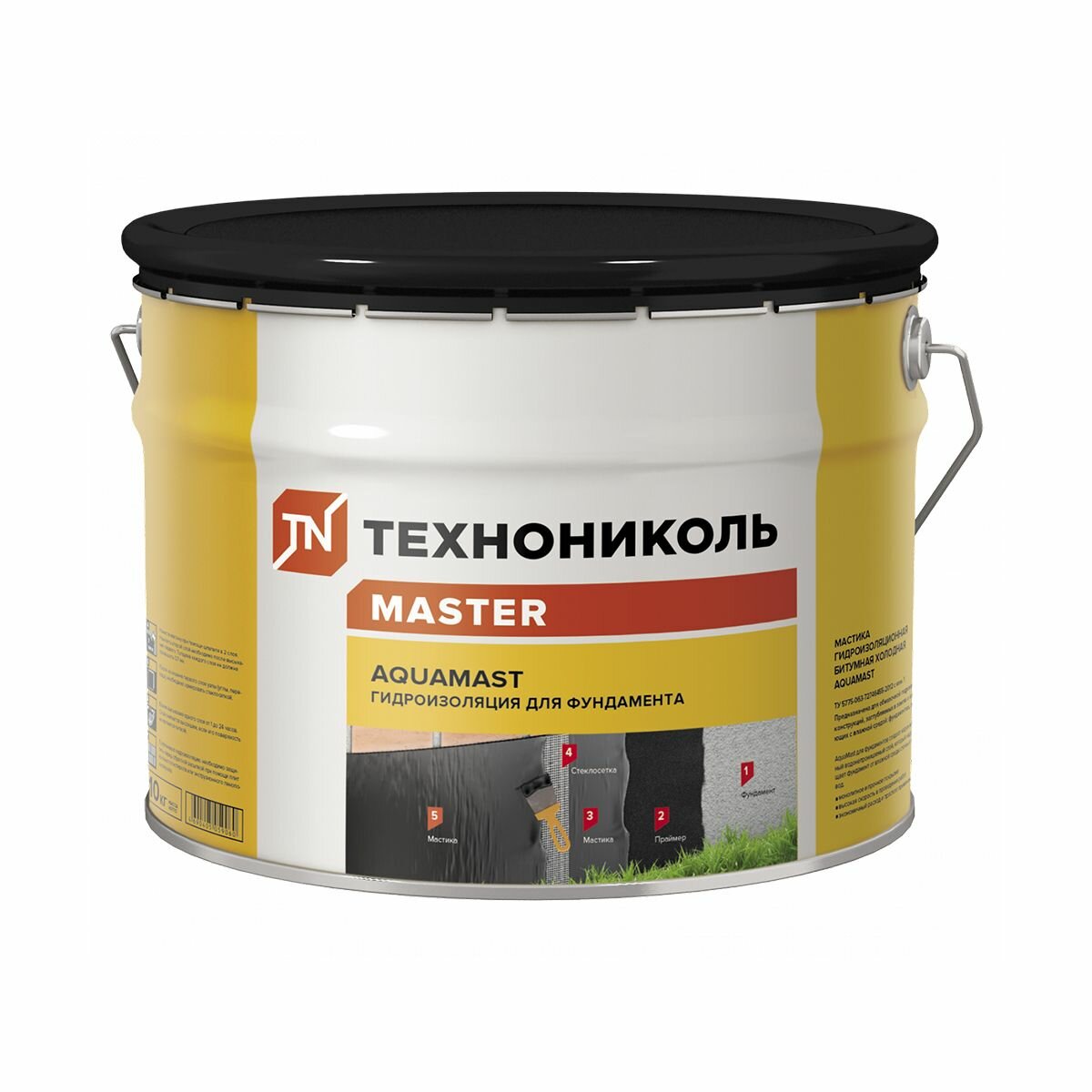 Мастика битумная технониколь Aquamast, для фундамента, 10 кг 393548