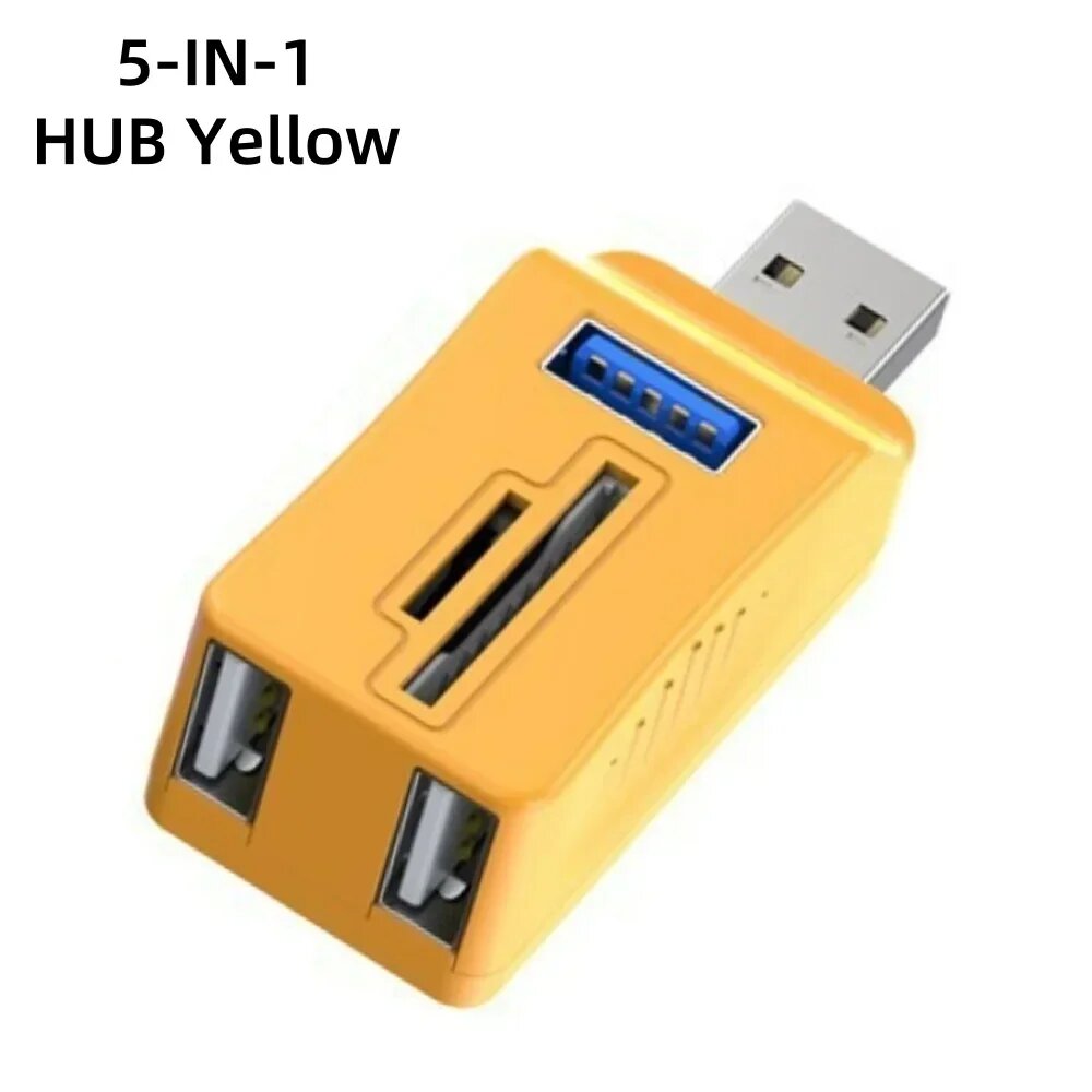 USB 3.0 Хаб 5-в-1 Yellow с SD/TF кардридером