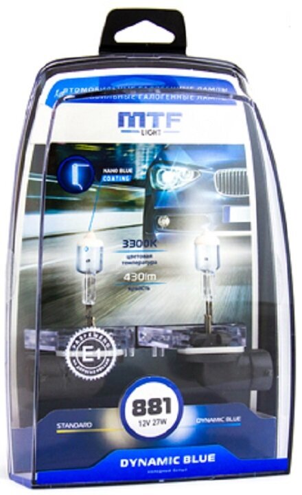 Галогеновые лампы MTF light Dynamic Blue 3300K H27(881)