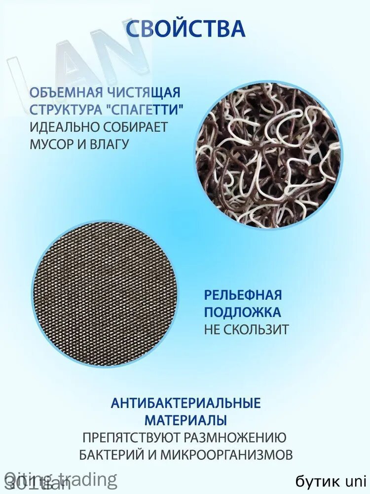 Коврик придверный «Спагетти» 120x80 см, коричневый, из ПВХ, для дома и дачи