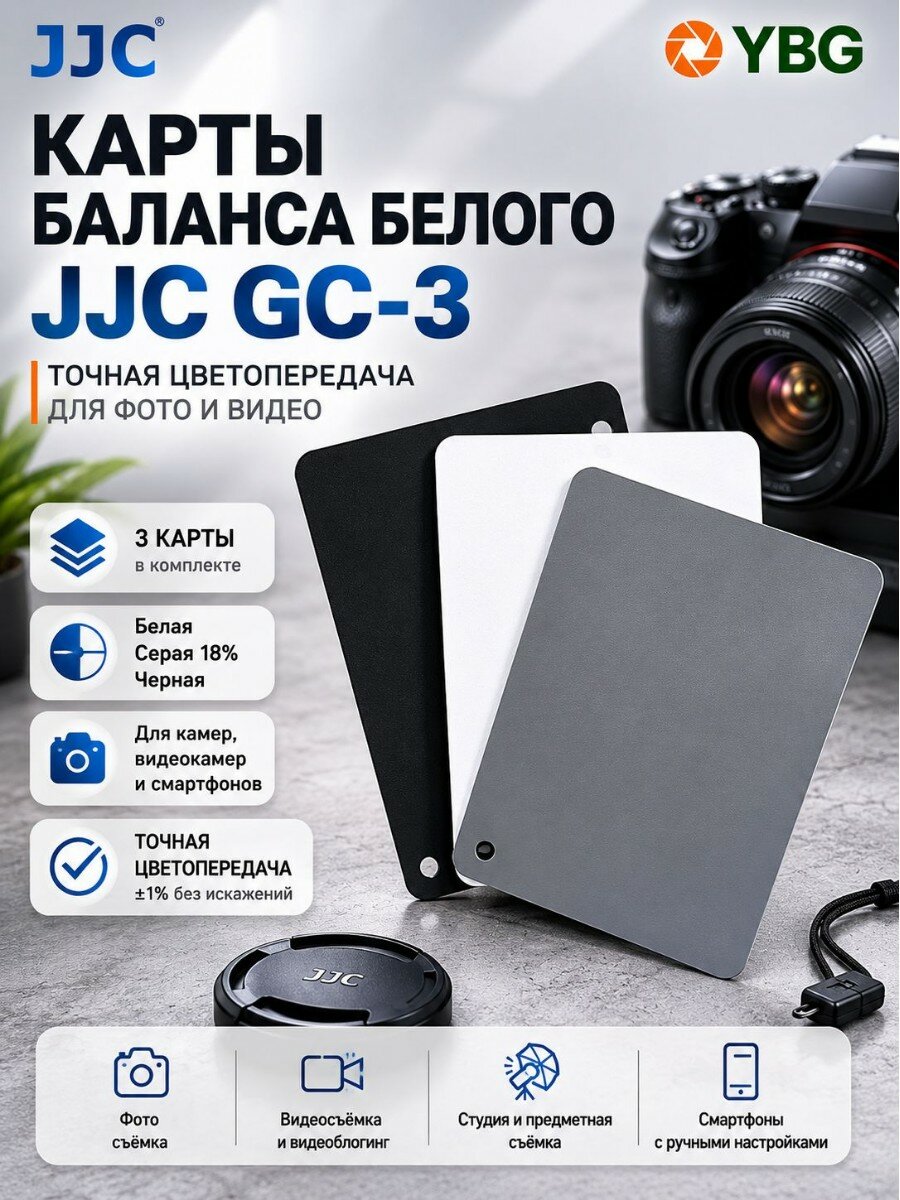 Набор карт для настройки баланса белого / Карты баланса белого JJC-GC-3